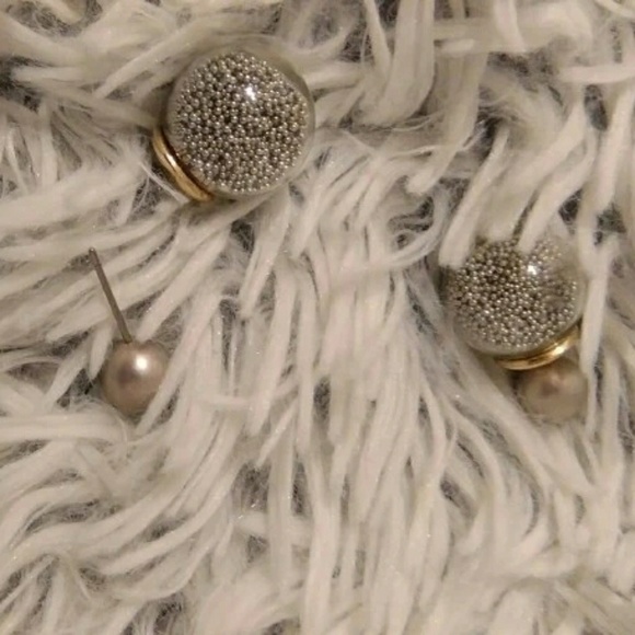 Jewelry | Double Faced Beaded Ball Back Earrings Silver | Poshmark